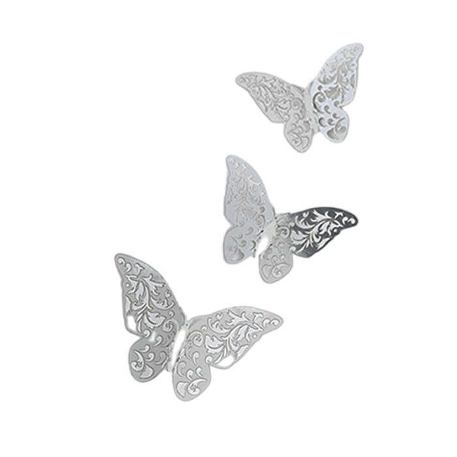 Wholesale Butterfly Stickers 12 pcs assorted sizes 3"-4.75" Silver ...