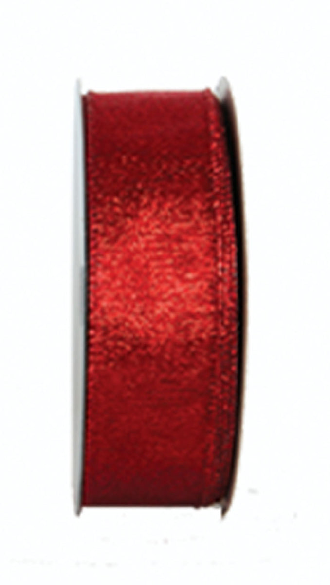 Wholesale Metallic Sheer Wired Red Ribbon #9 Gold 50 yards ...